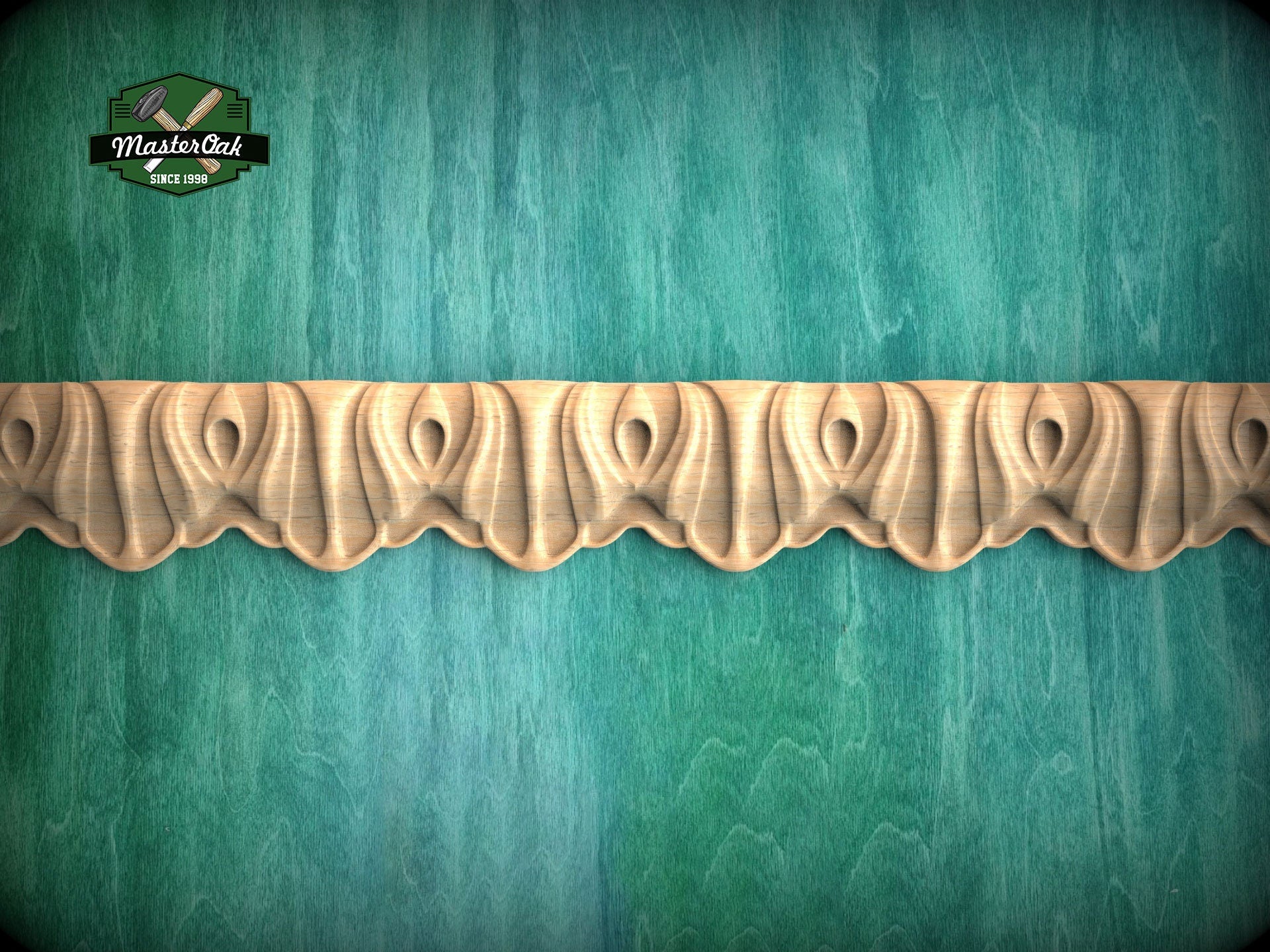 Wave-Patterned Wood Moulding – Elegant Eco-Friendly Decor, 40" Symmetr