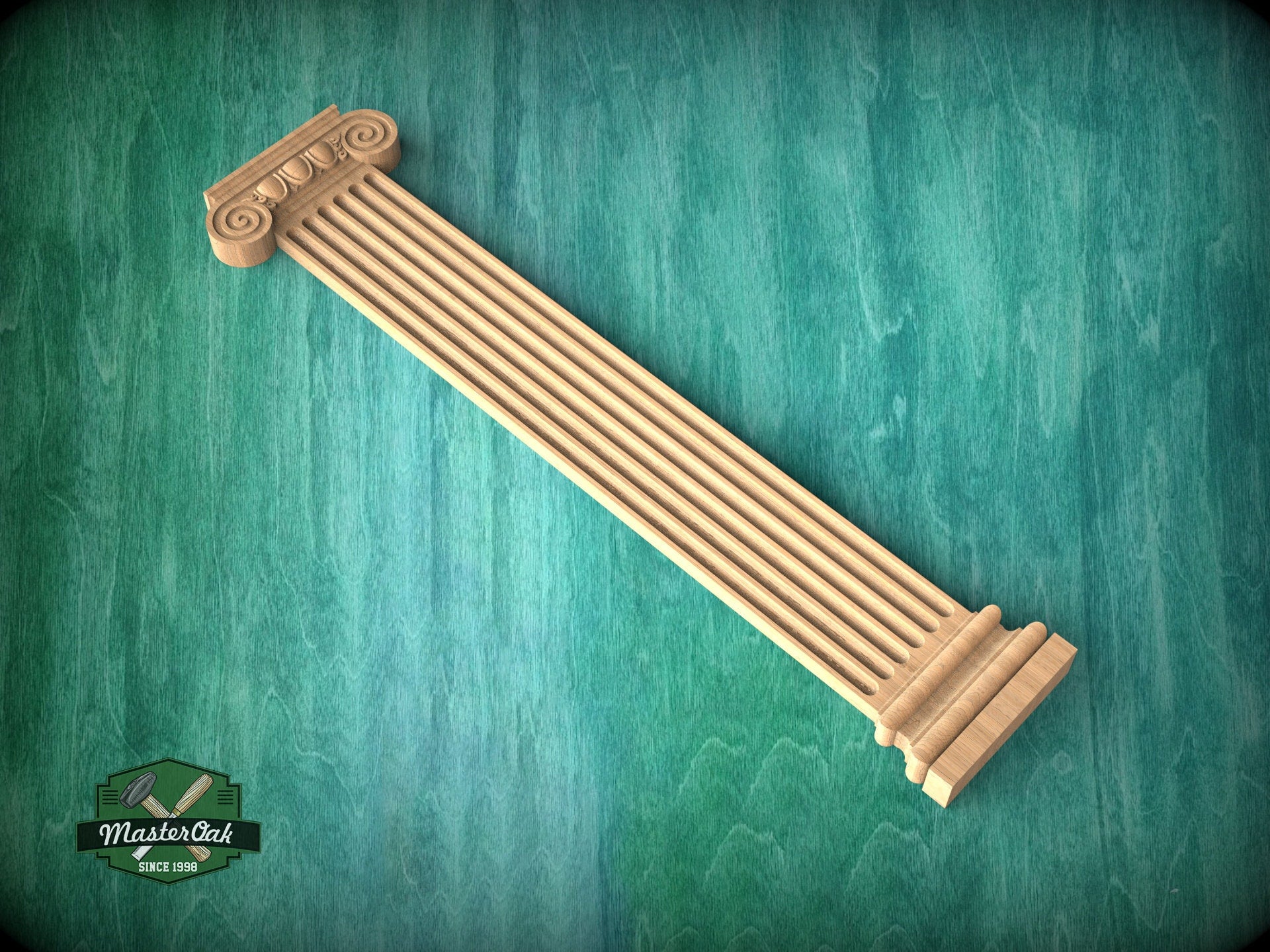 Classical wood ionic pilaster, Unfinished, column classic flute ionic,