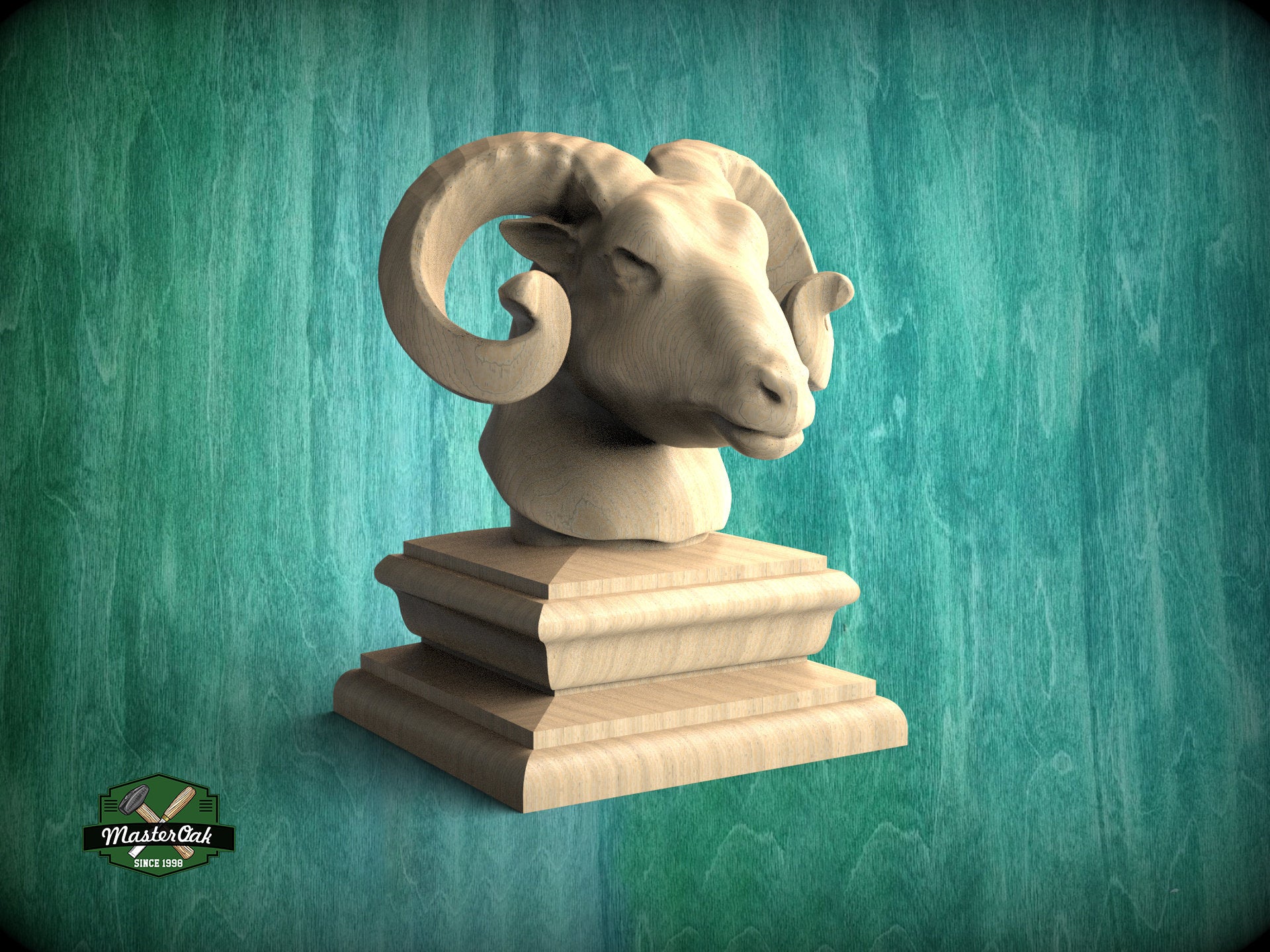Buy Ram Statue Made of Wood Ram Wooden Finial - MasterOak