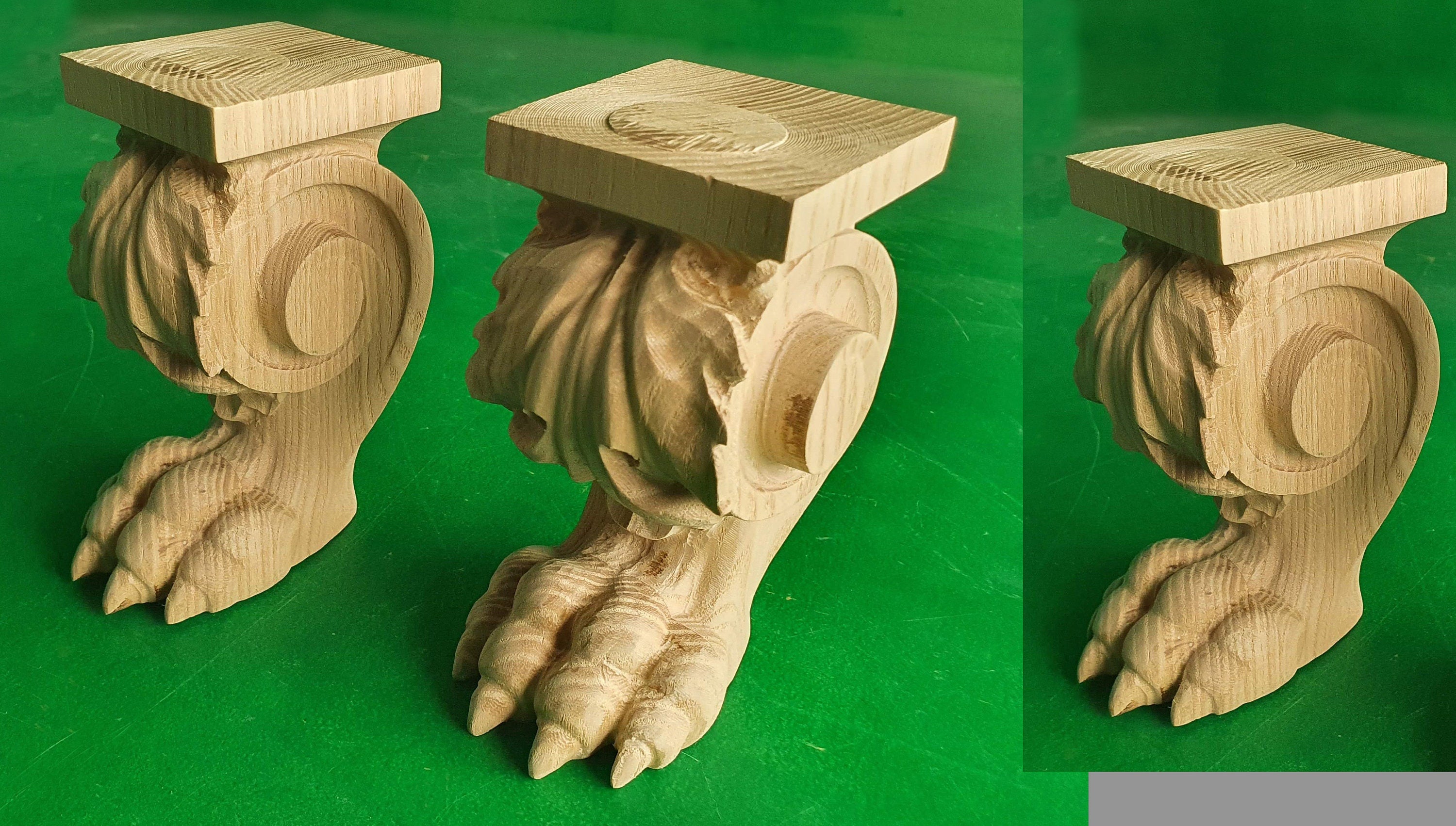 Legs With Claws, Set 3 of pc, classic style feets, baroque legs, woode