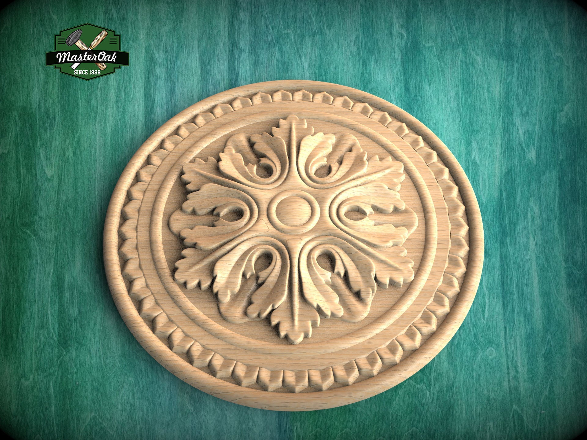 Renaissance Rosette: Carved Wooden Emblem, 1 pc, Unpainted, Decorative